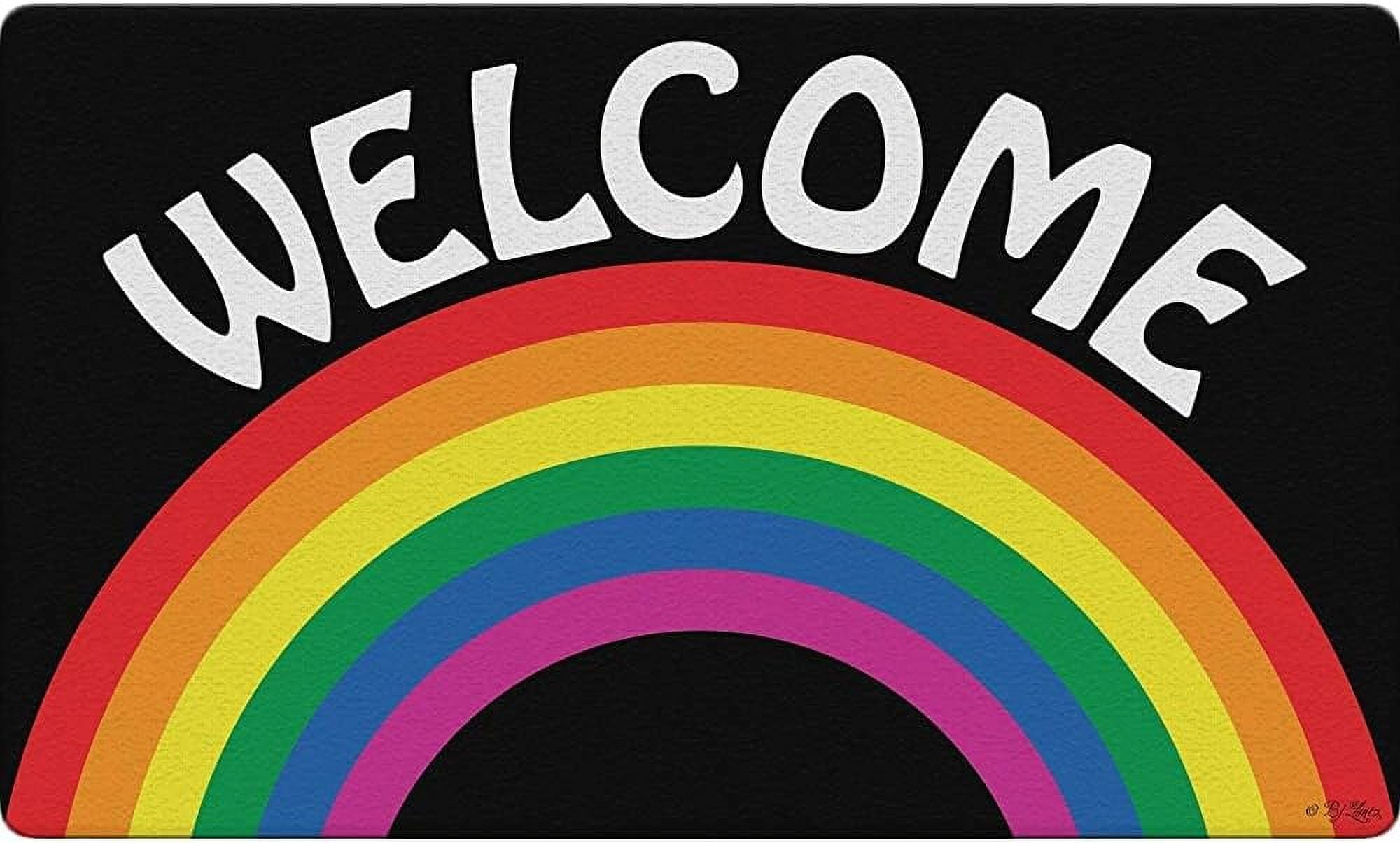 Welcome Rainbow Pride Door Mat Outdoor Doormat for Entryway Indoor ...