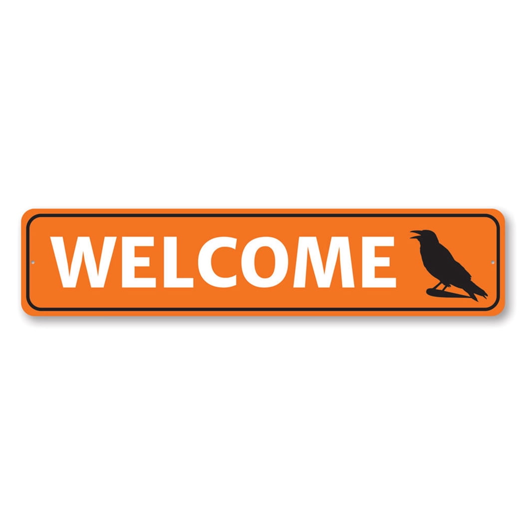 Welcome, Raven's Silhouette, Halloween Welcome Sign, Creepy Halloween ...