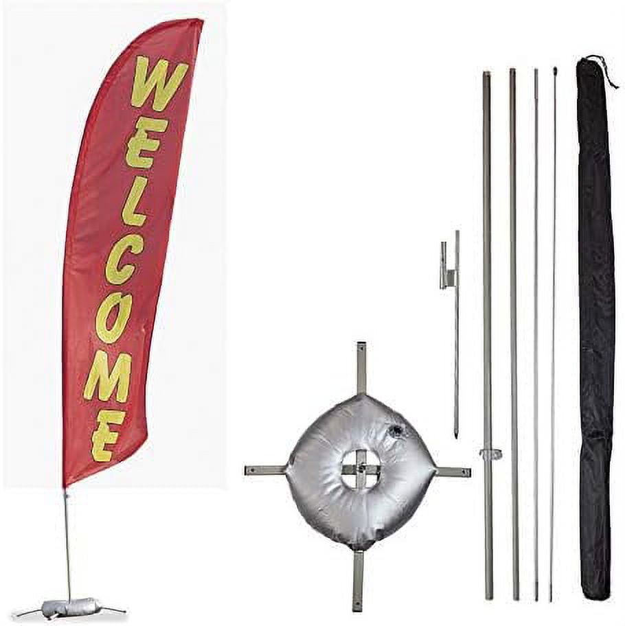 - Welcome (Red) Feather Flag Kit - 13.5Ft Swooper Flag With Pole Set ...