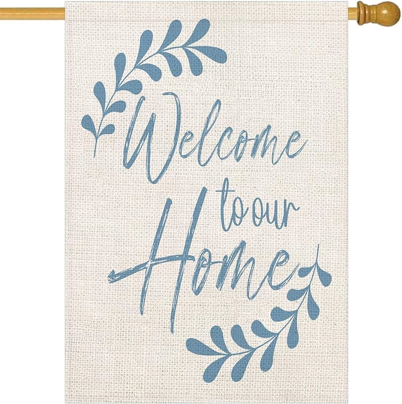 Welcome Red Flower House Flag Double Sided 28x40 Inch Black Background ...