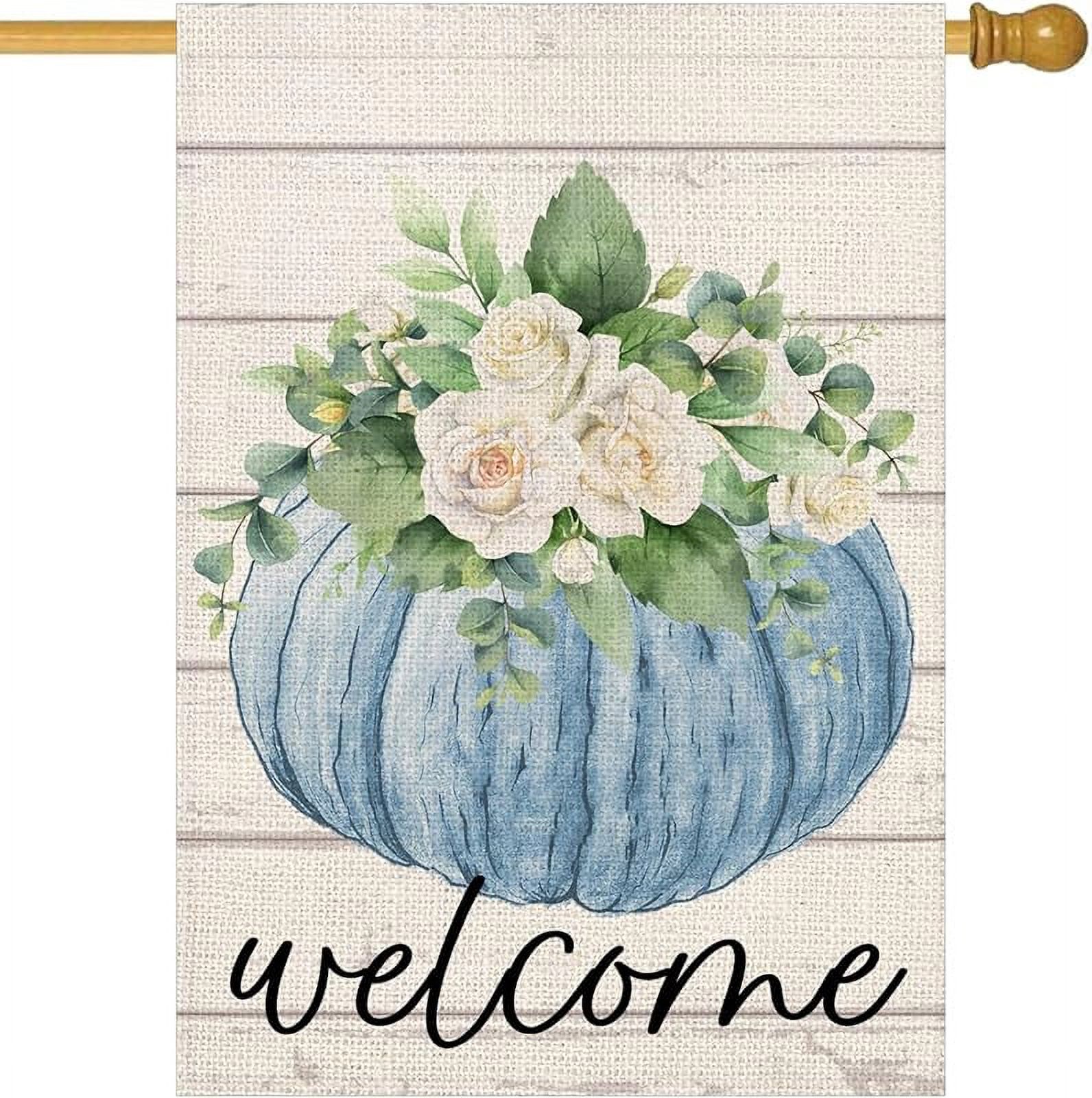 Welcome Red Flower House Flag Double Sided 28x40 Inch Black Background ...