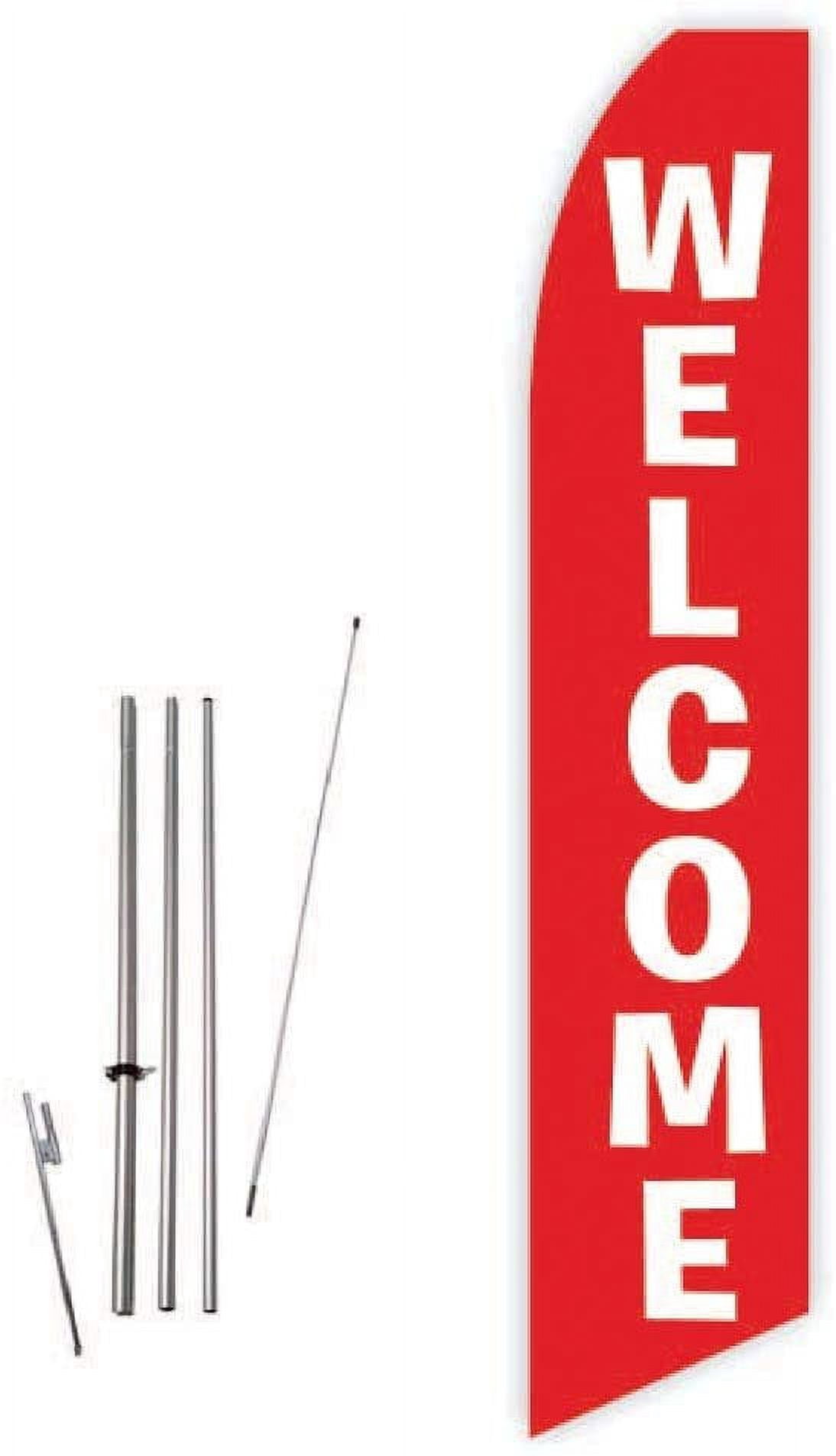 Welcome Red Super Novo Feather Flag - Complete with 15ft Pole Set and ...