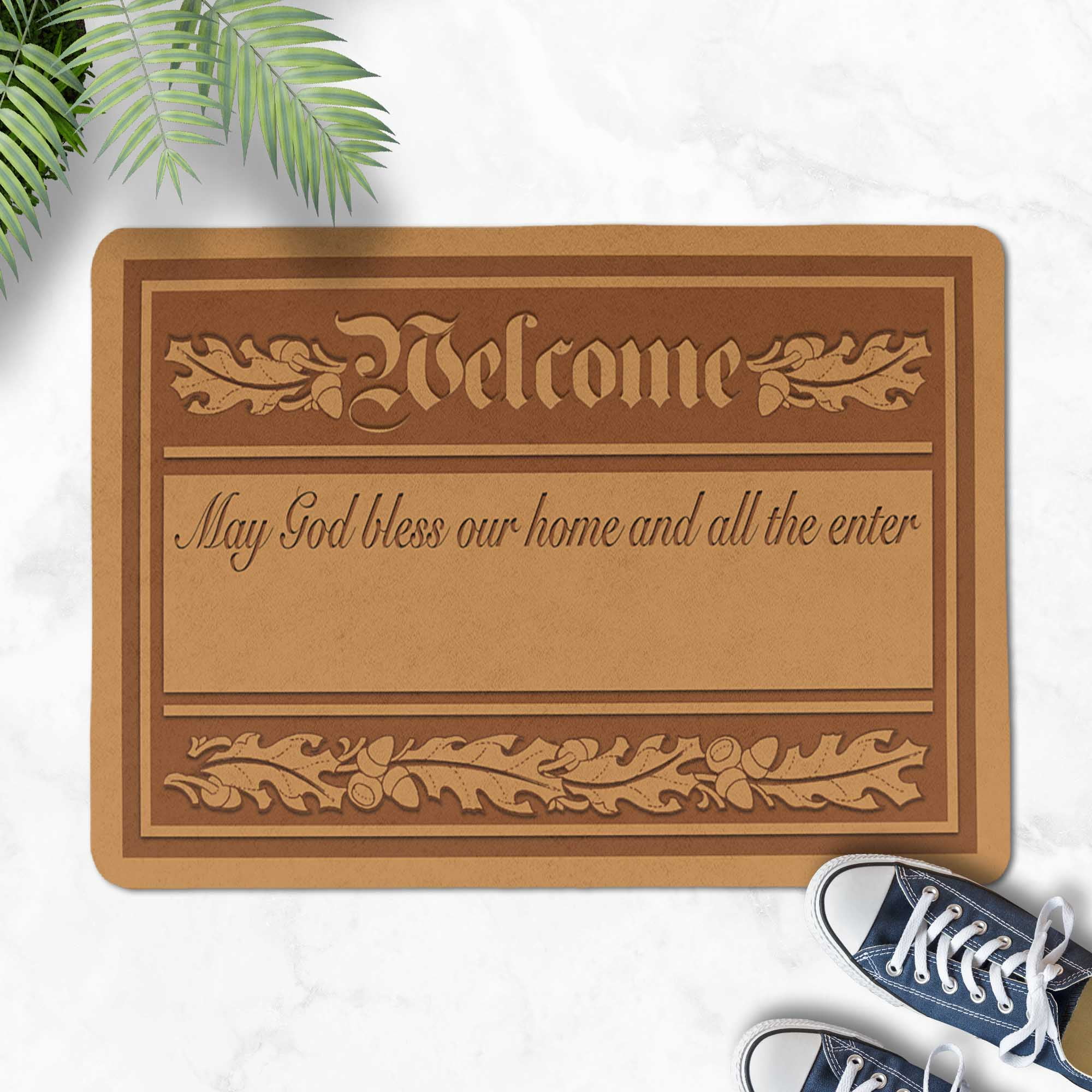 Welcome Religious Doormat with God Bless Our Home Quote, Faith-Based ...