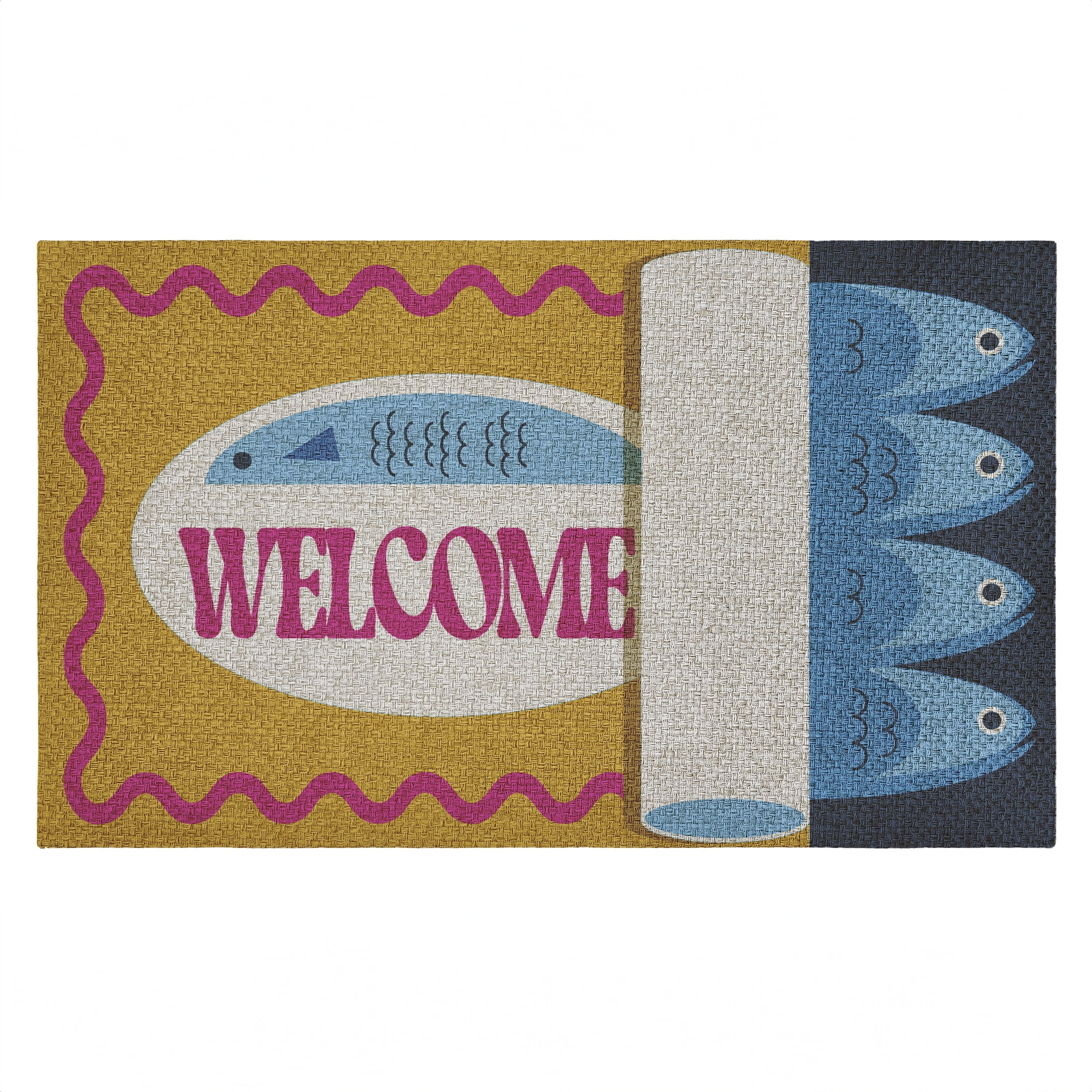 Welcome Retro Tuna Can Outdoor Door Mat, design by Lil' Rue, 18"x30 ...