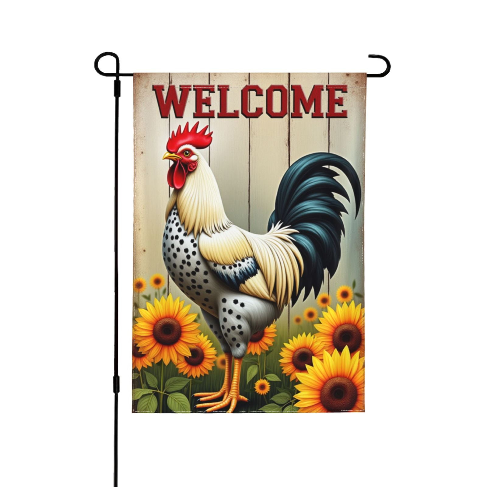 Welcome Rooster Garden Flag 12x18 Inch Double Sided Sunflower Farmhouse Decor Outdoor Yard Flag ...