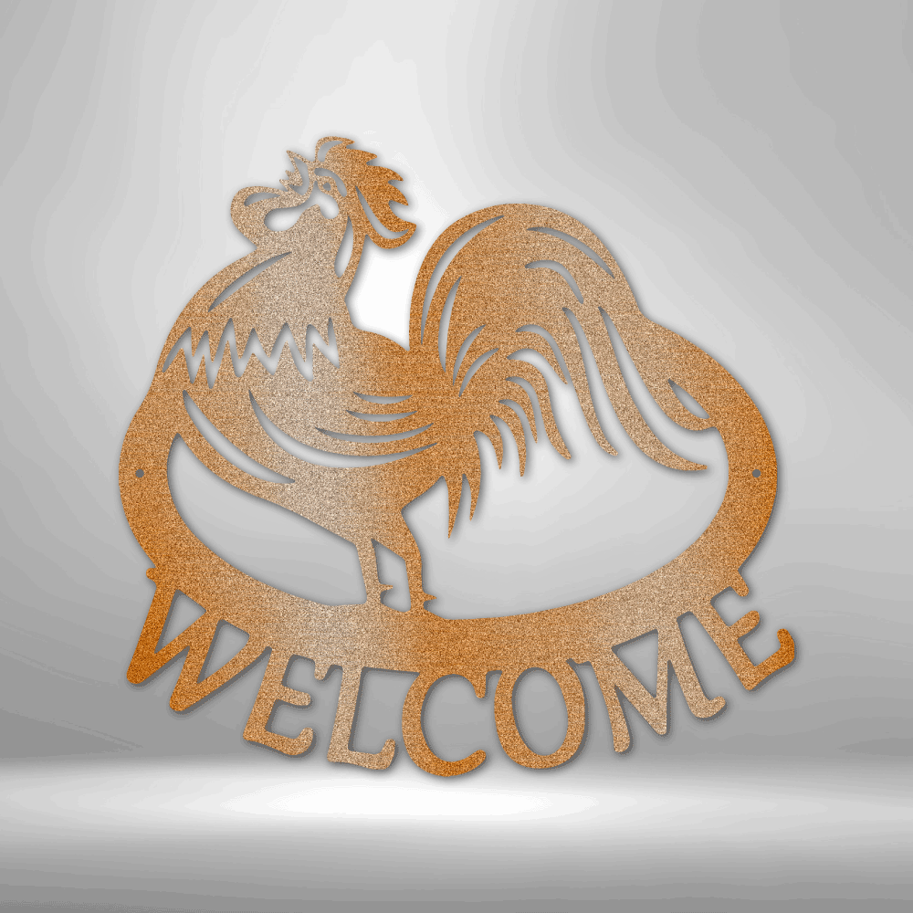 Welcome Rooster Steel Sign Laser Cut Powder Coated Home & Office Metal ...