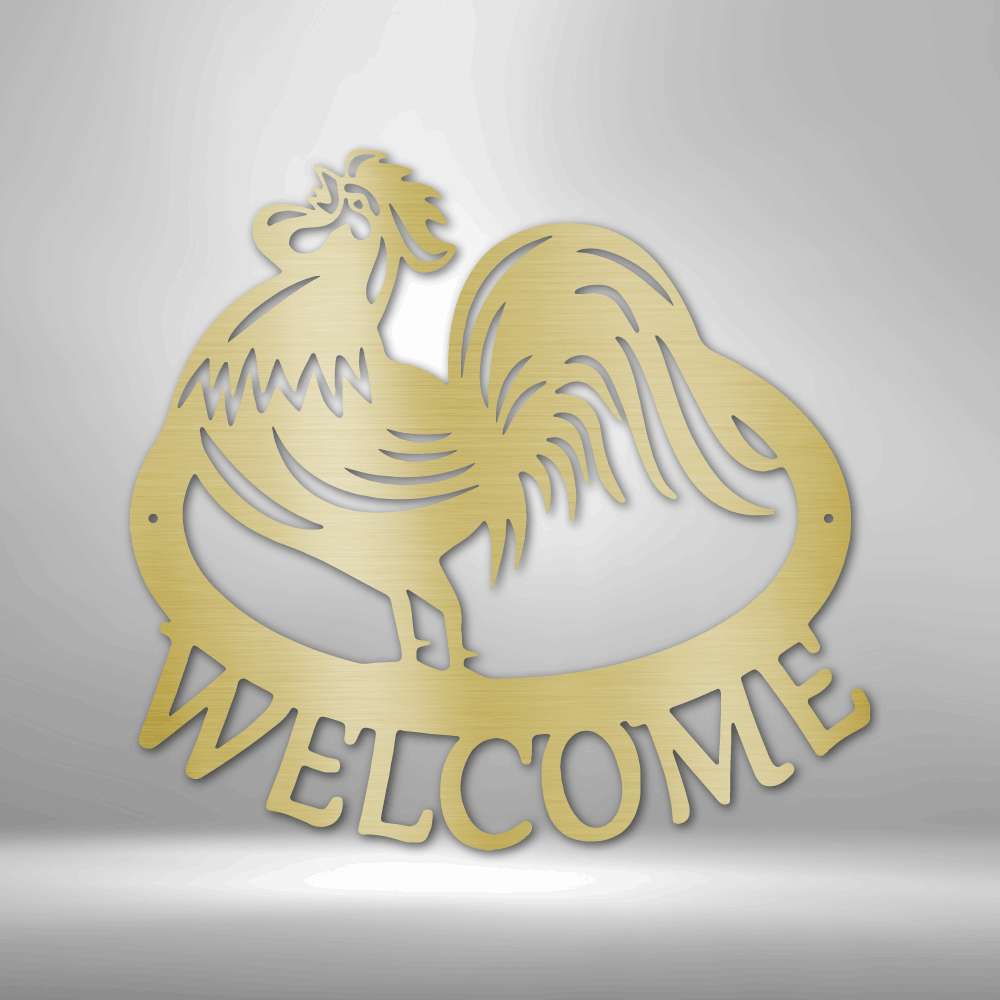 Welcome Rooster Steel Sign Laser Cut Powder Coated Home & Office Metal Wall Decor Multiple Sizes ...