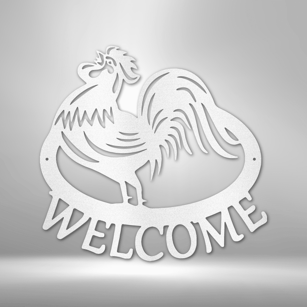 Welcome Rooster Steel Sign Laser Cut Powder Coated Home & Office Metal ...