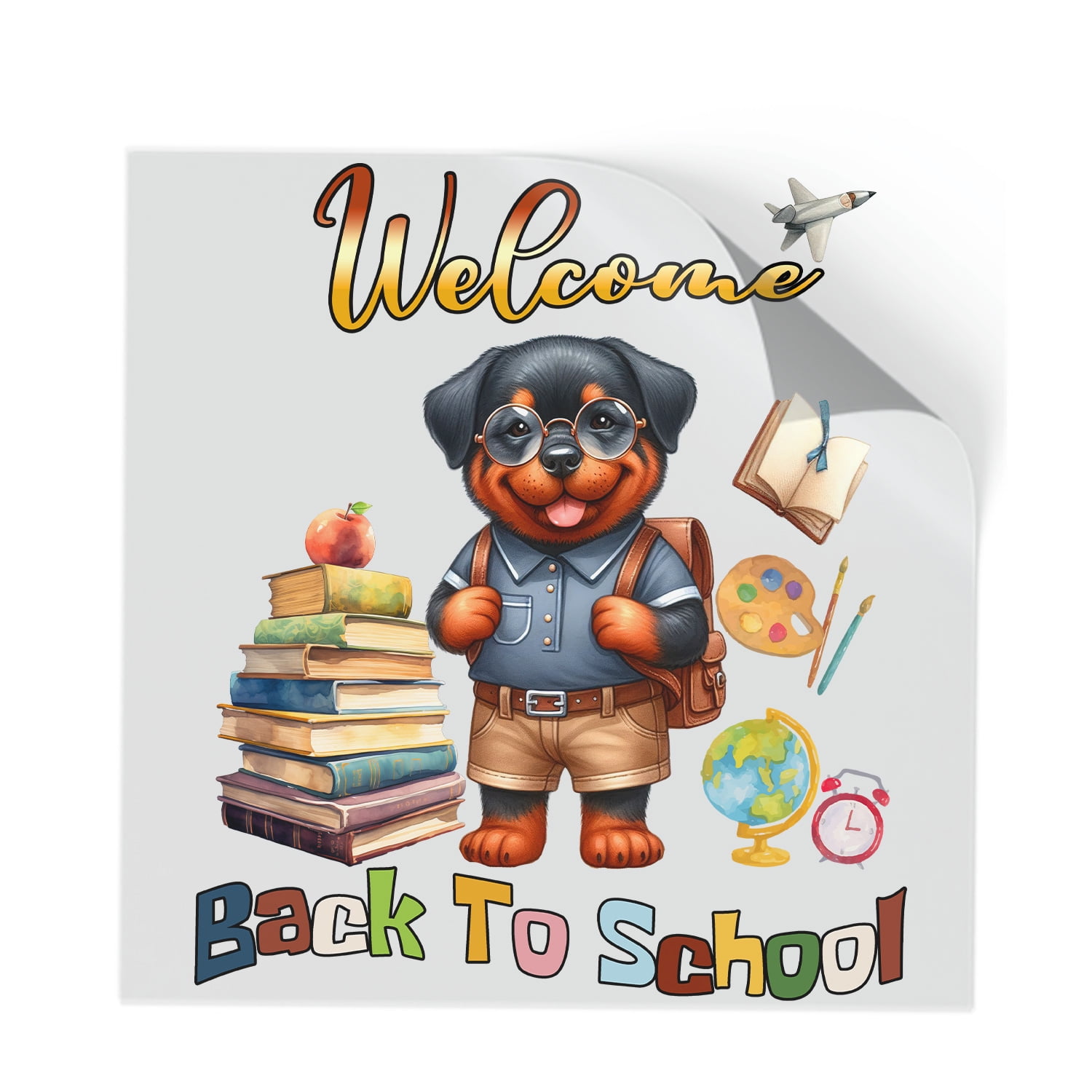 Welcome Rottweiler Back to School Vintage Retro Cutout Transfer Sticker ...