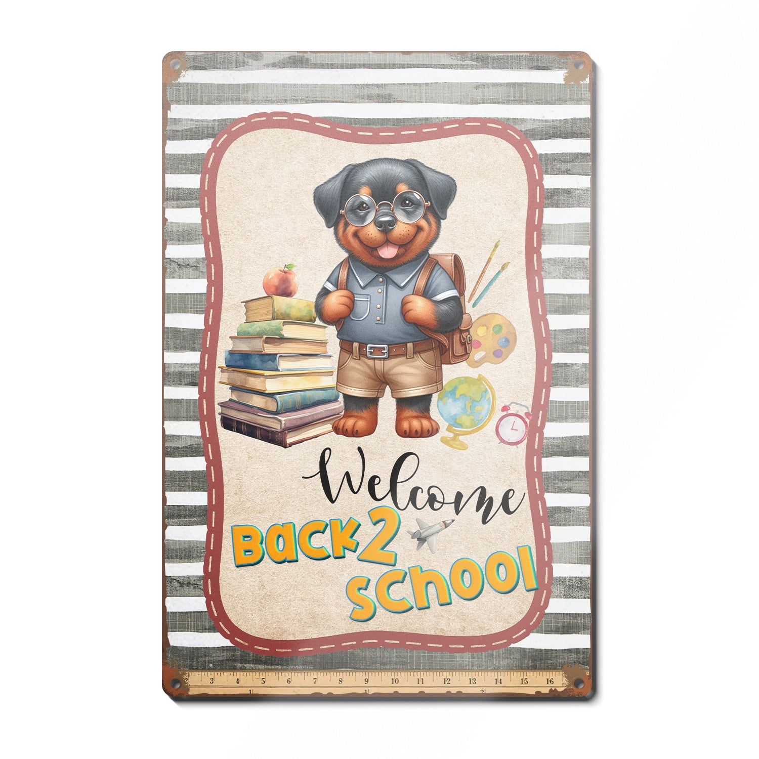 Welcome Rottweiler Back to School Vintage Retro Vertical Metal Aluminum ...
