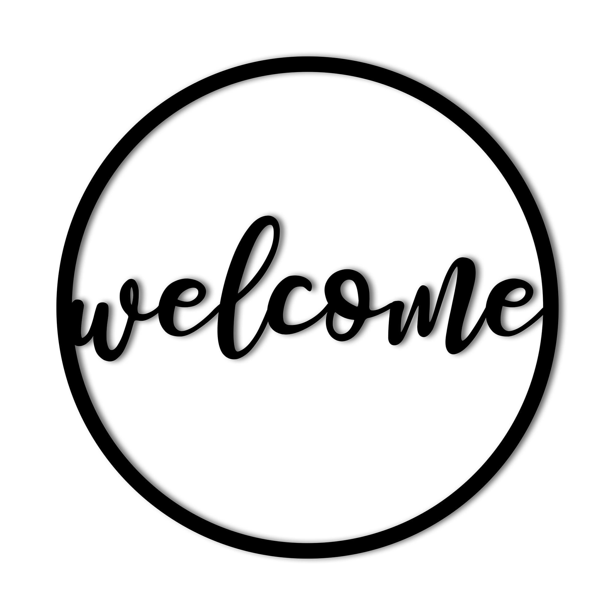 Welcome Round Metal Wall Sign Metal Home Decor Sign Decorative Front ...