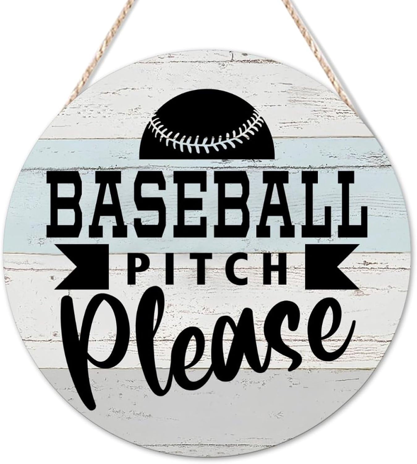 Welcome Round Wooden Door Sign Baseball Pitch Please Classic Sign ...