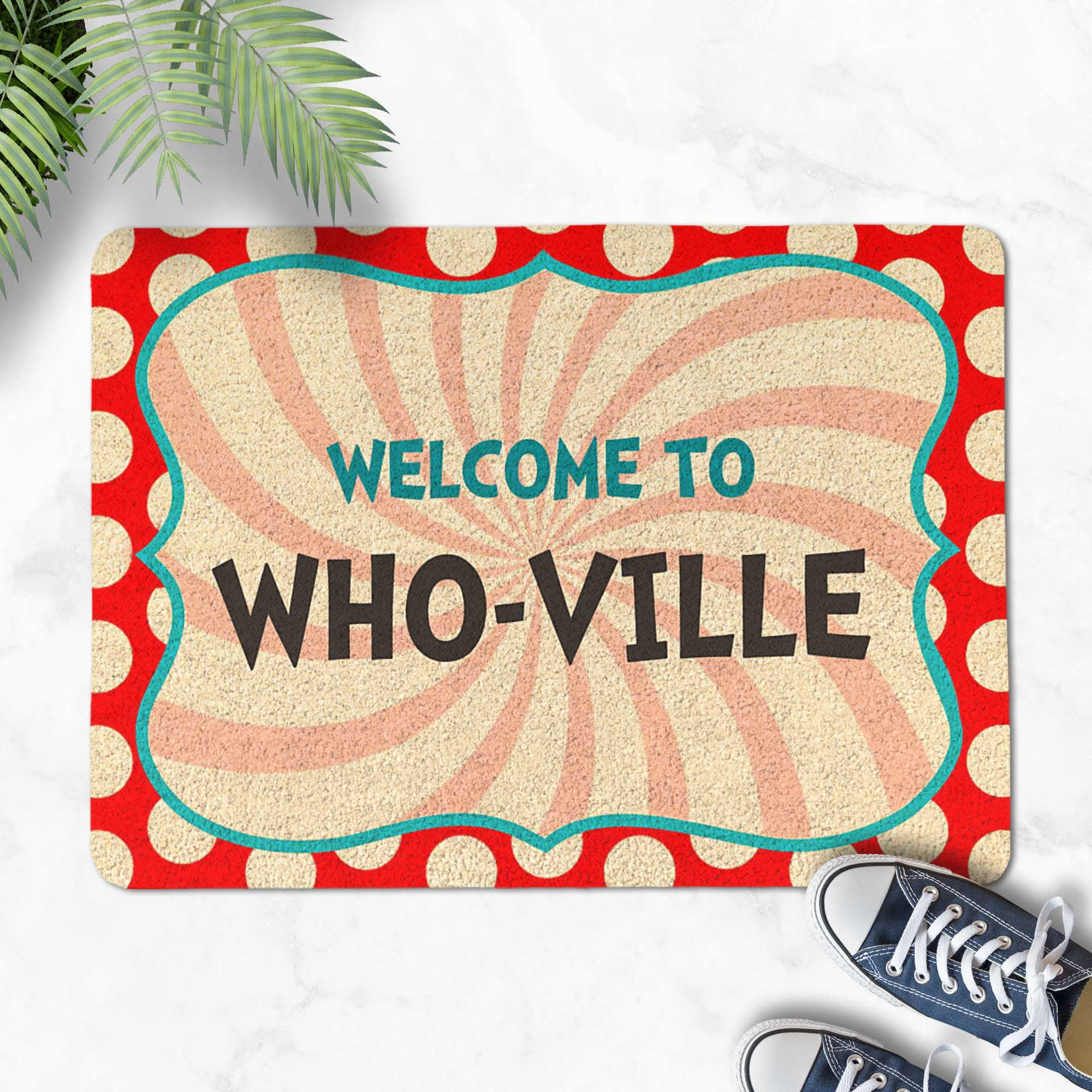 Welcome Rustic Doormat for Home Entryway, Vintage Swirl Tan Outdoor Rug ...
