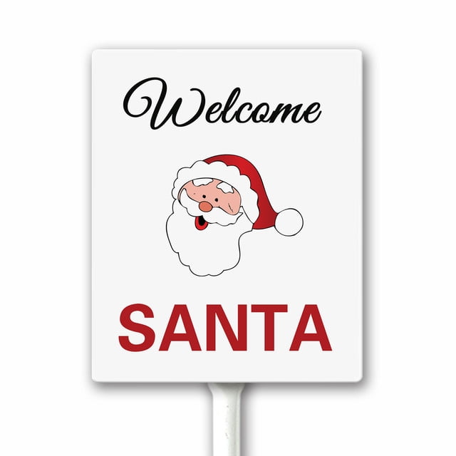 Welcome Santa Funny Christmas Yard Sign With Stake Holiday Outdoor Sign ...