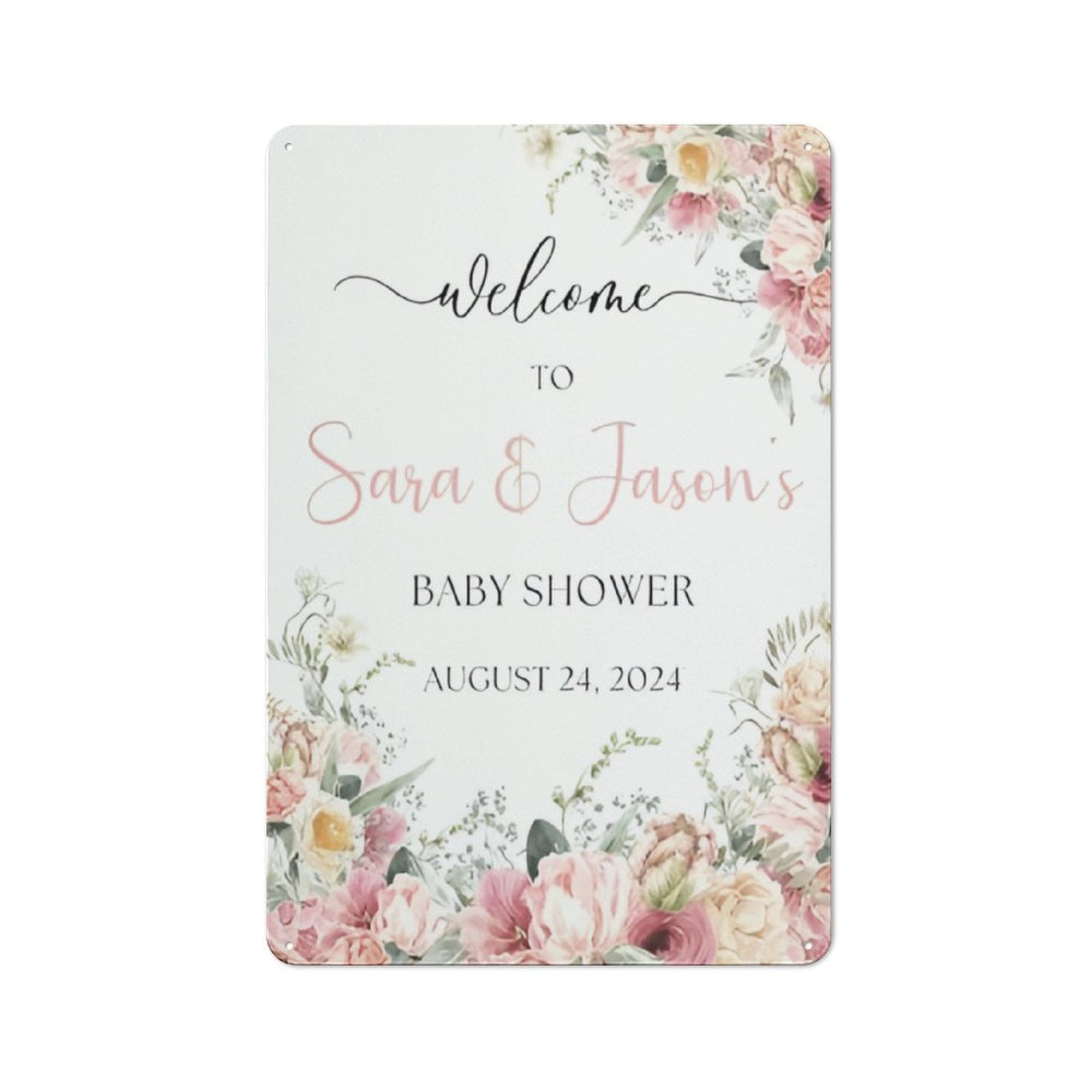 Welcome to Sara & Jason’s BABY SHOWER August 24, 2024 Metal Sign ...