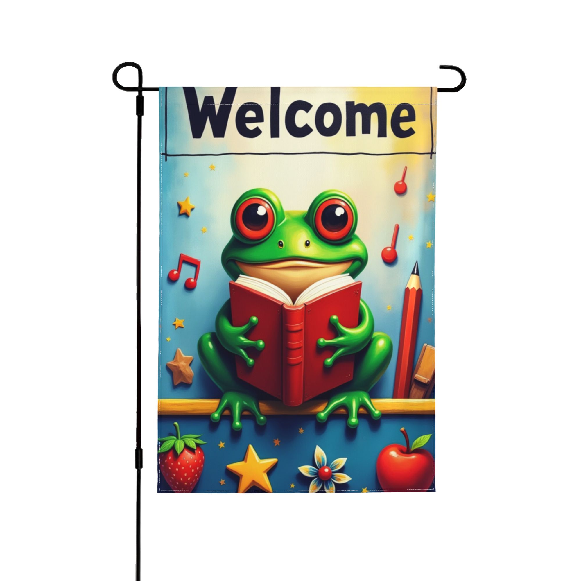 Welcome To School Garden Flags For Outside, Pencil Apple Caterpillar ...