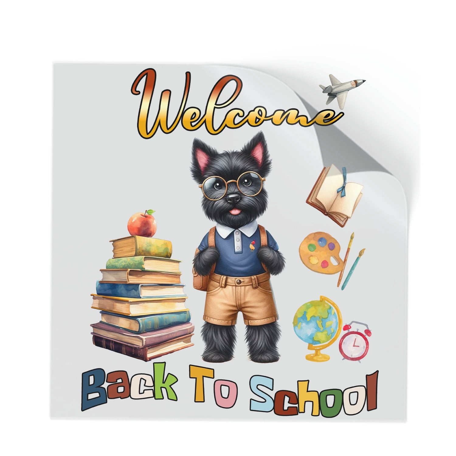 Welcome Scottish Terrier Back to School Vintage Retro Cutout Transfer ...