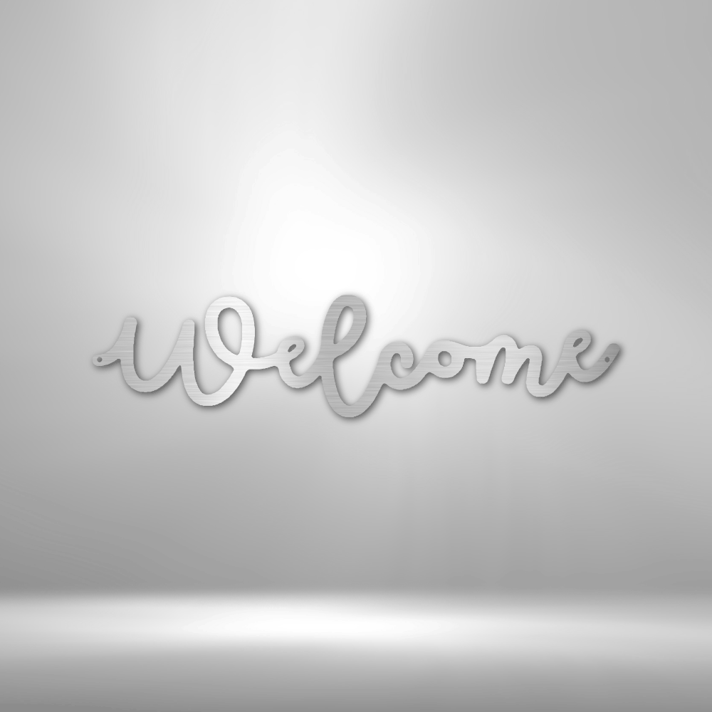 Welcome Script Steel Sign Laser Cut Powder Coated Home & Office Metal ...