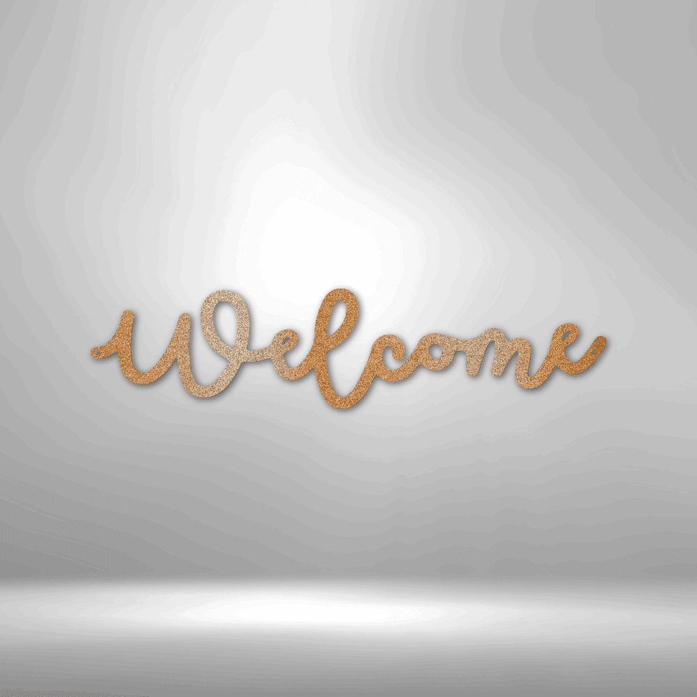 Welcome Script Steel Sign Laser Cut Powder Coated Home & Office Metal ...
