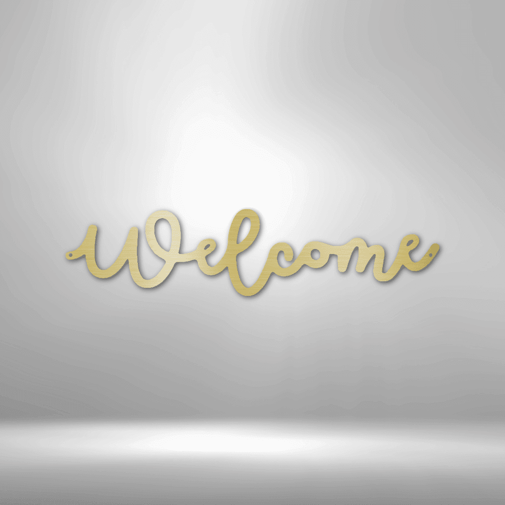 Welcome Script Steel Sign Laser Cut Powder Coated Home & Office Metal ...