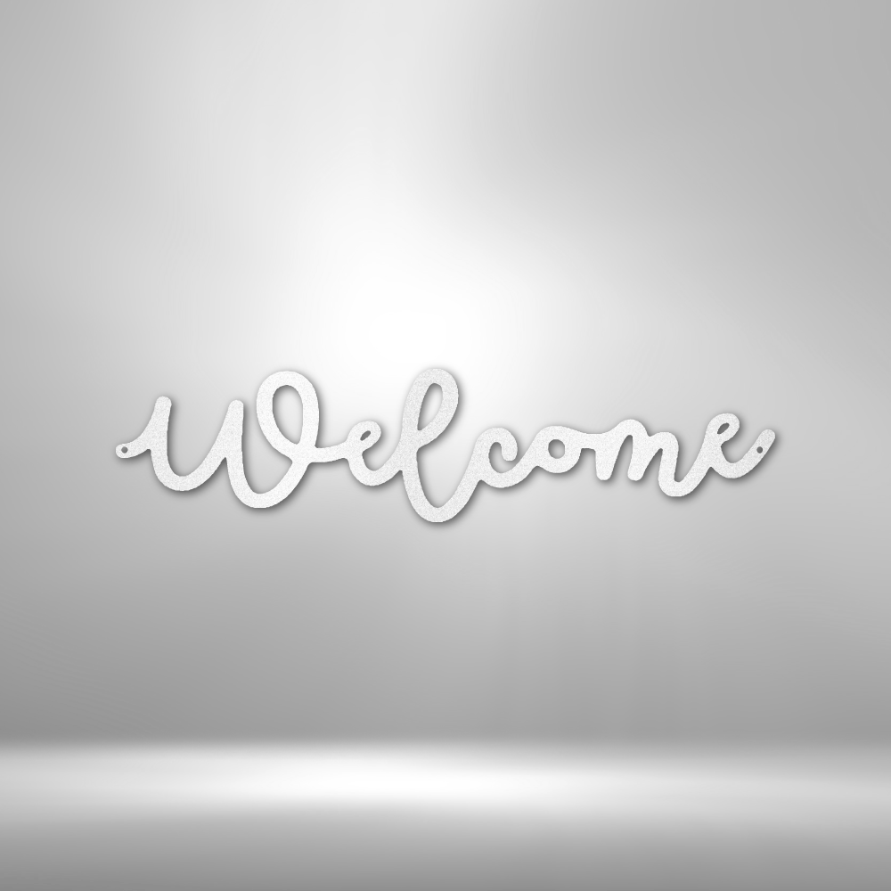 Welcome Script Steel Sign Laser Cut Powder Coated Home & Office Metal ...