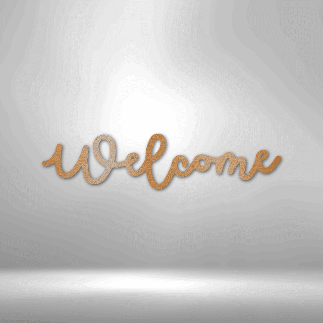 Welcome Script Steel Sign Laser Cut Powder Coated Home & Office Metal ...