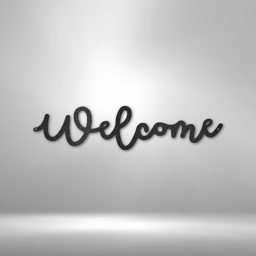 Welcome Script Steel Sign Laser Cut Powder Coated Home & Office Metal ...