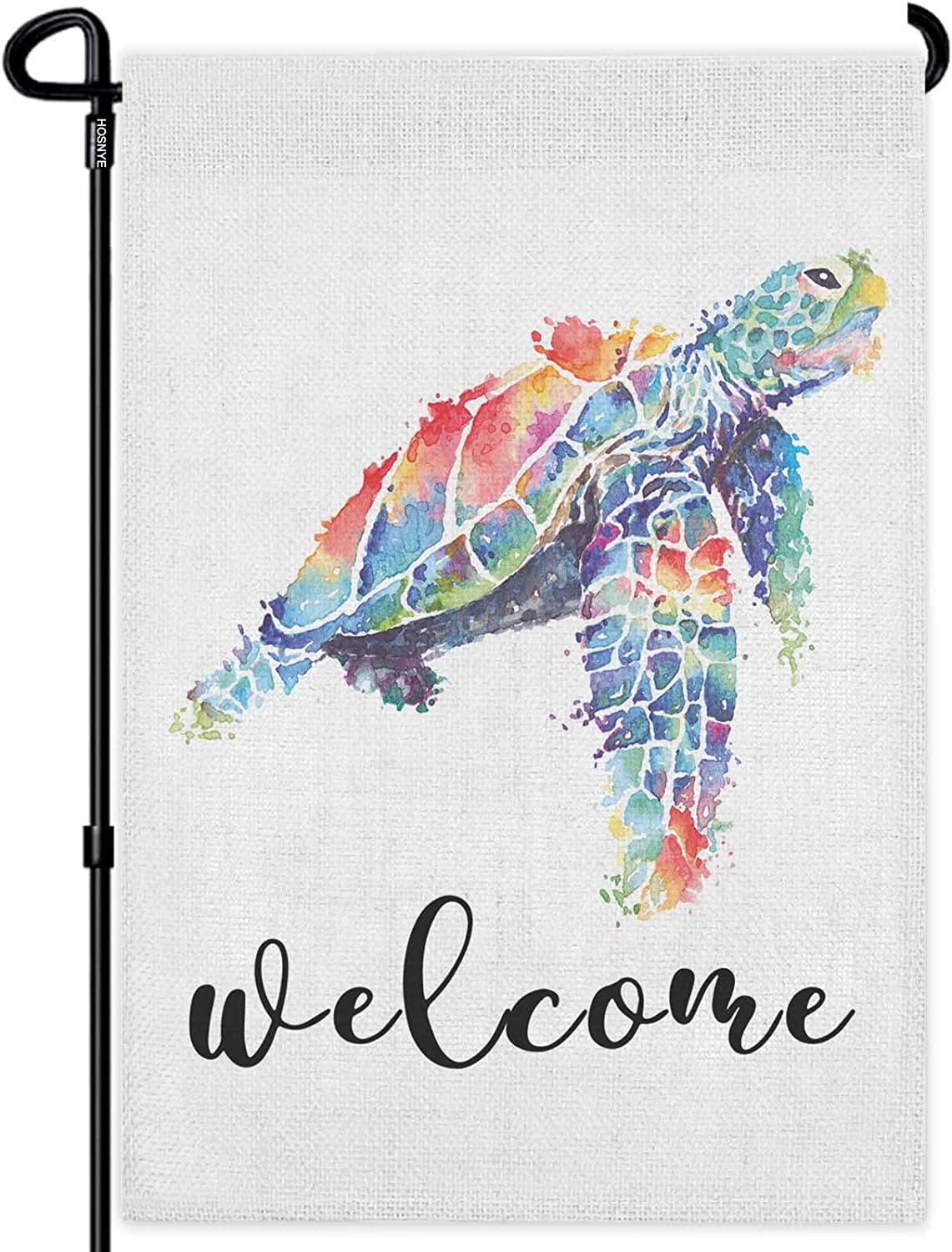 Welcome Sea Turtle Burlap Garden Flag Double Sided Watercolors Sea ...