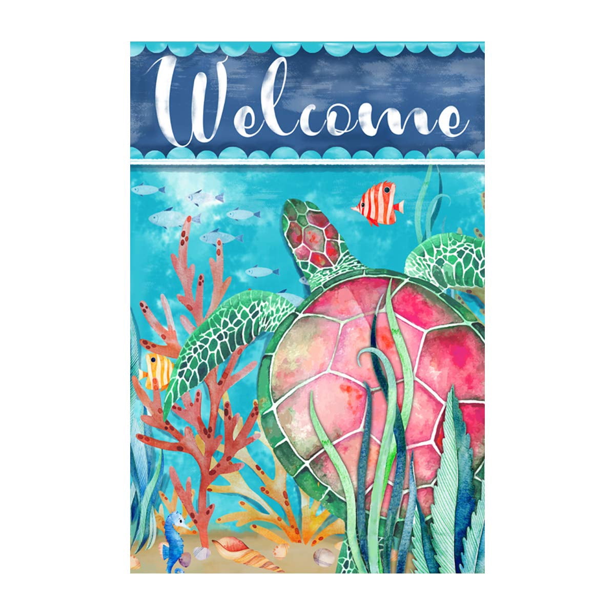 Welcome Sea Turtle Garden Flag Double Sided Coastal Decorations ...