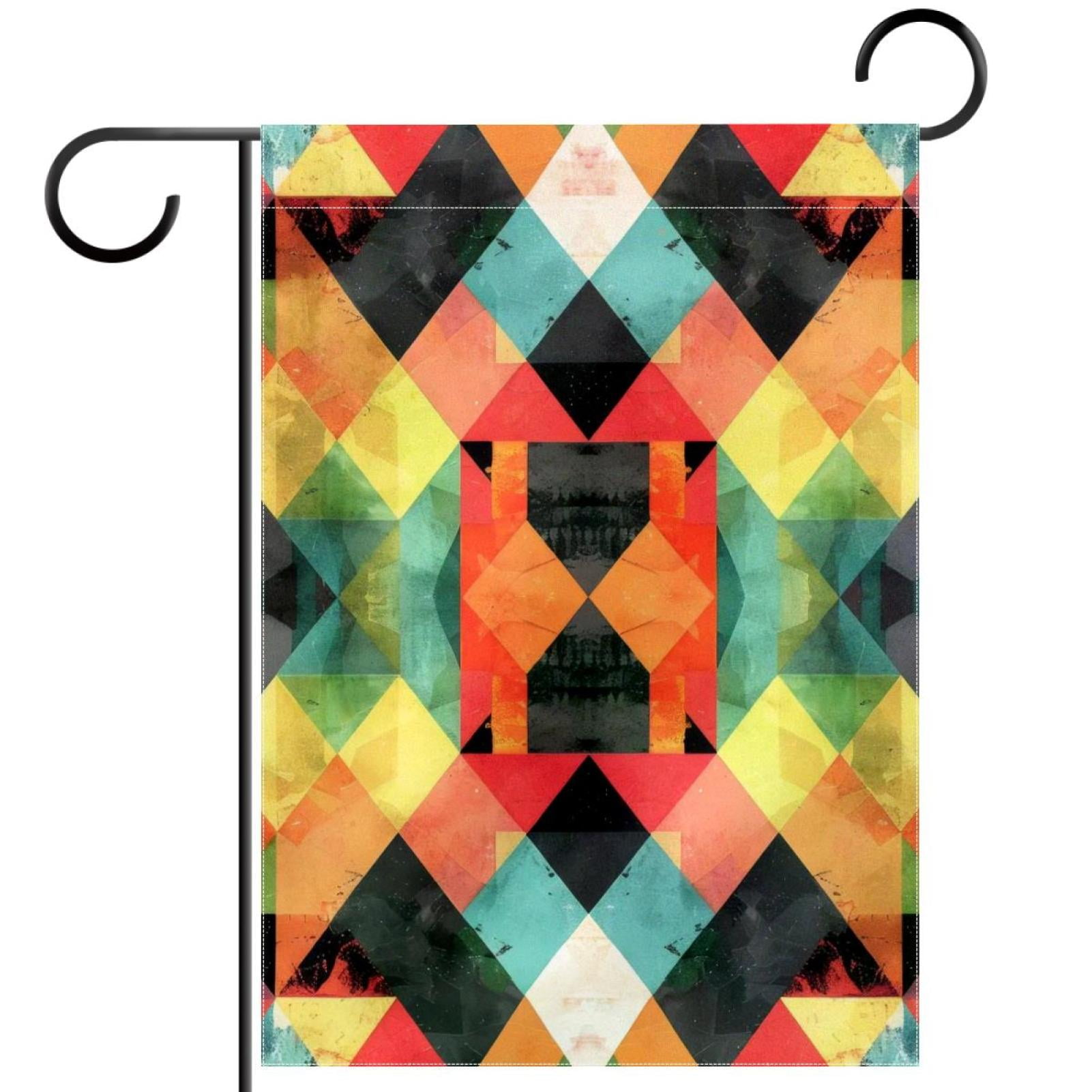 Welcome Seamless Modern Geometric Pattern Garden Flag, Vertical Double ...