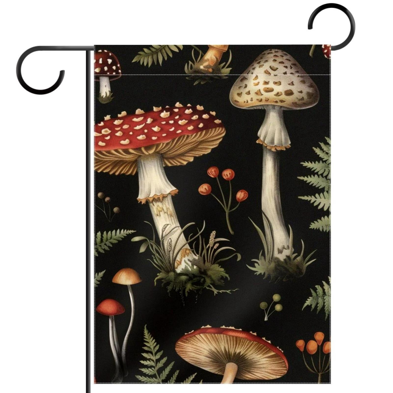 Welcome Seamless Mushroom Forest Plants Garden Flag, Vertical Double ...