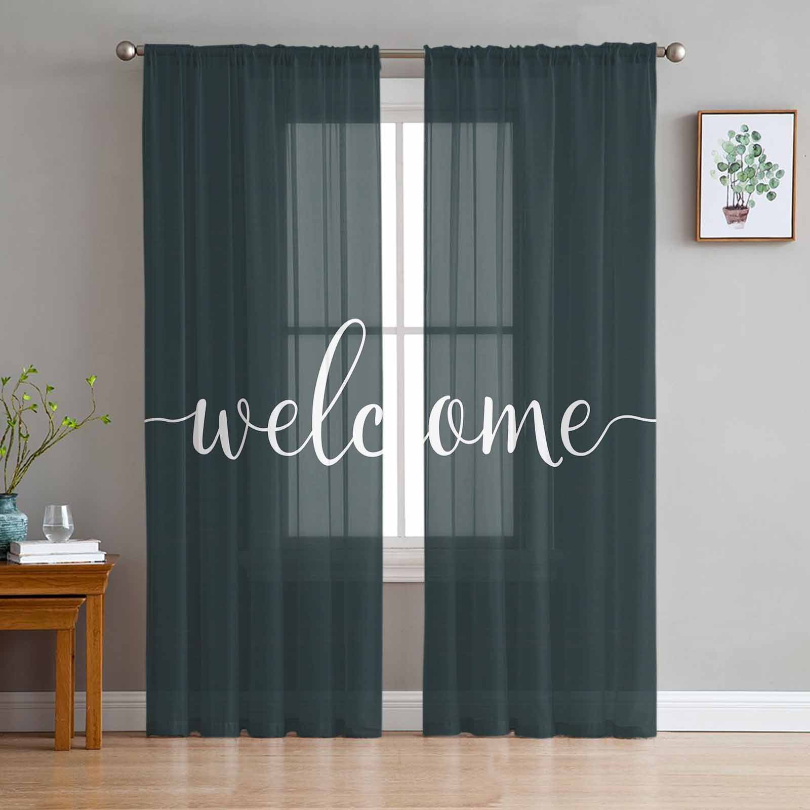 Welcome Sheer Curtains 72 Inches Long 2 Panels Set, Window Sheer ...