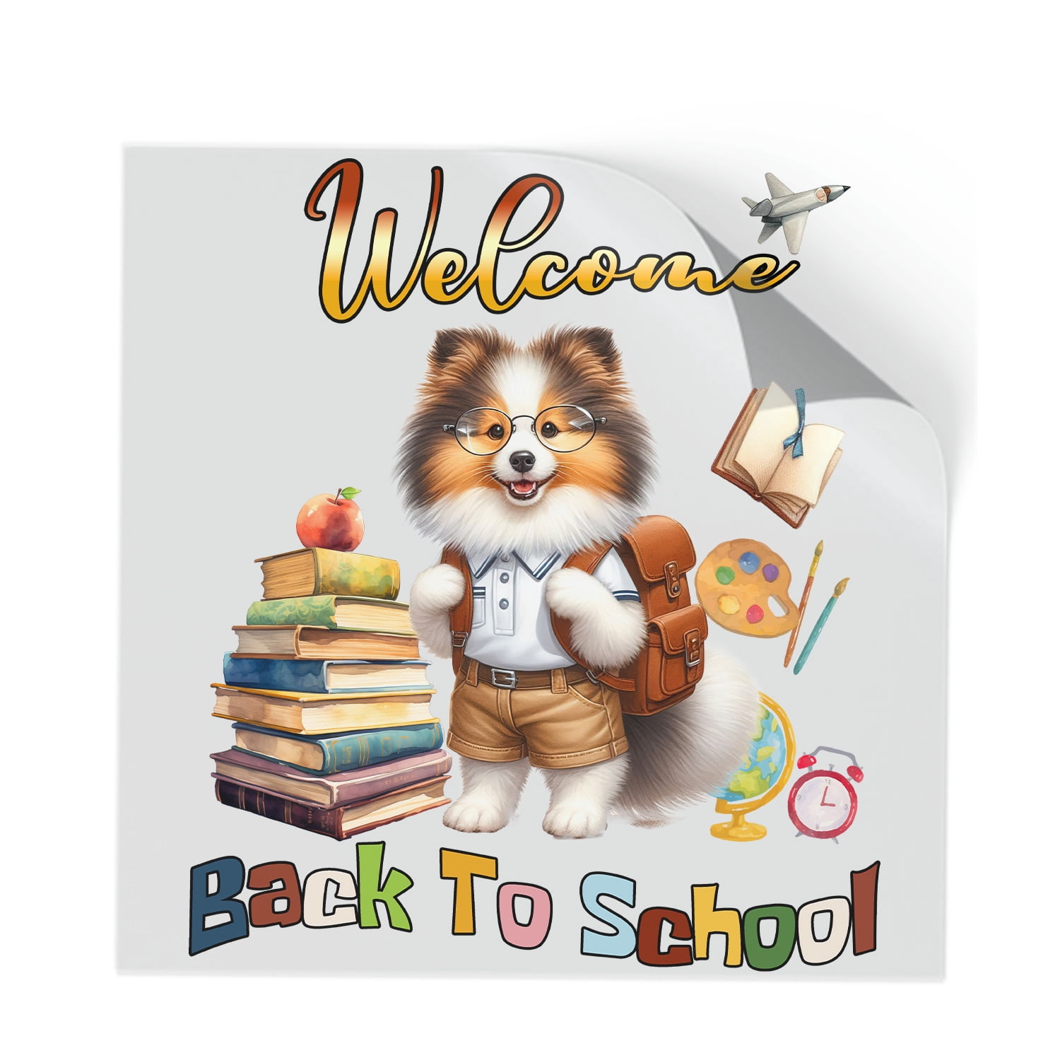 Welcome Shetland Sheepdog Back to School Vintage Retro Cutout Transfer ...