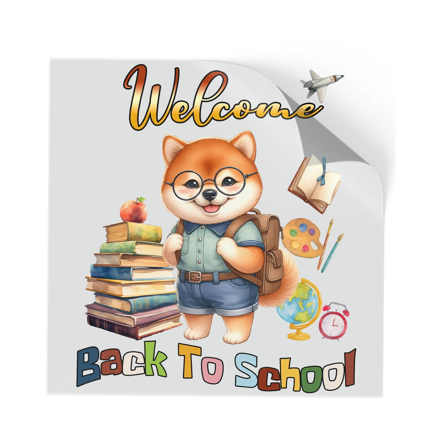 Welcome Shiba Inu Back to School Vintage Retro Cutout Transfer Sticker ...