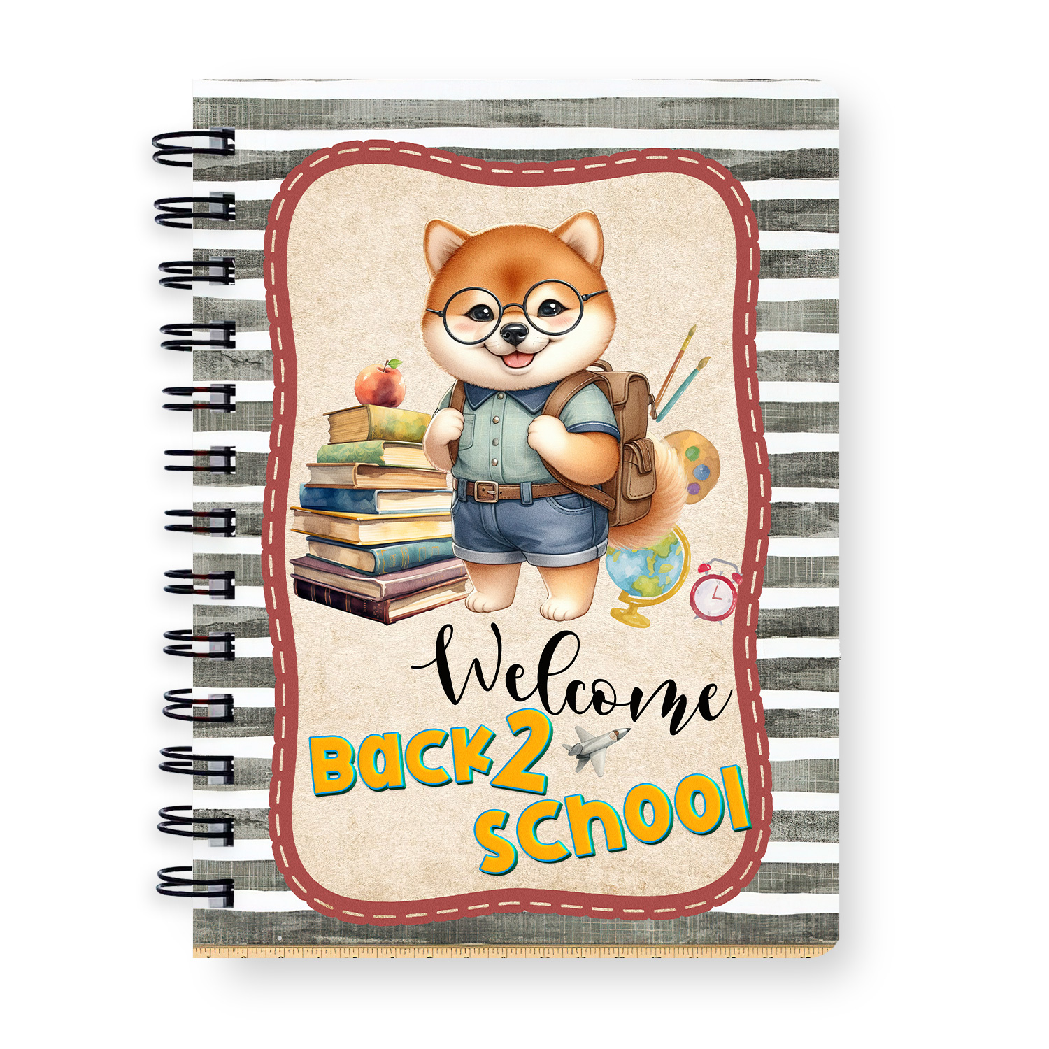 Welcome Shiba Inu Back to School Vintage Retro Spiral Bound Journal ...