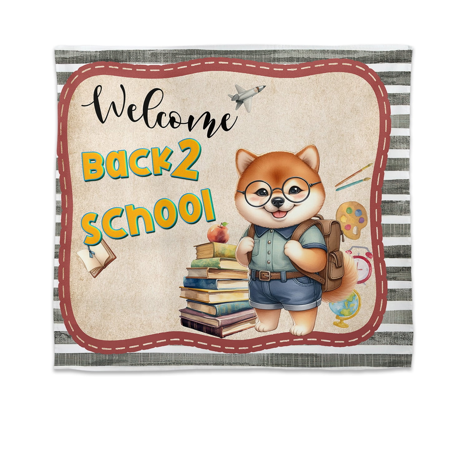 Welcome Shiba Inu Back to School Vintage Retro Tapestry Shibas Dog ...