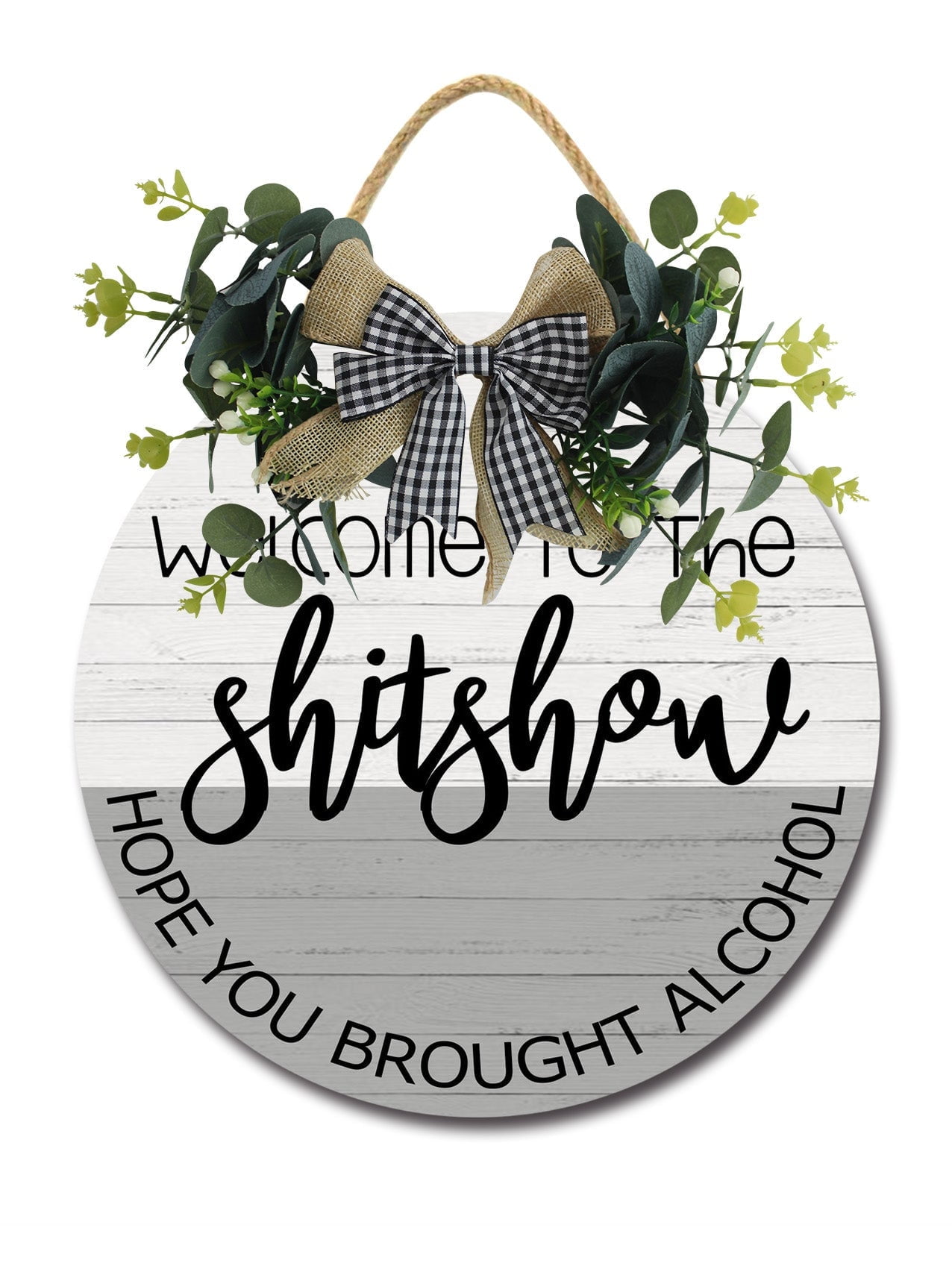Welcome To The Shit Show Front Door Sign Funny Wreaths Hanging Wooden ...