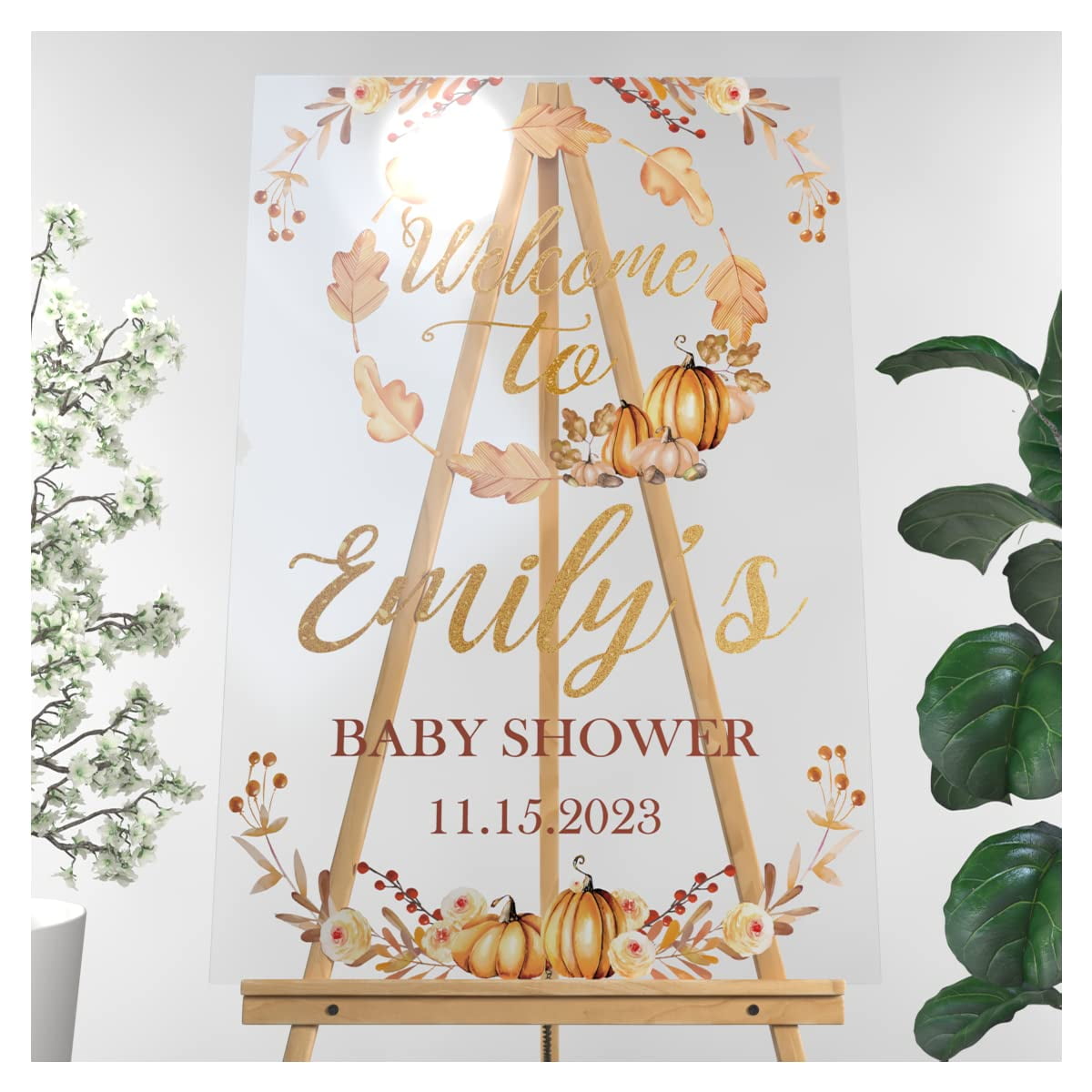 Welcome Sign for Baby Shower Leafy Fall Season Theme - Baby Shower ...