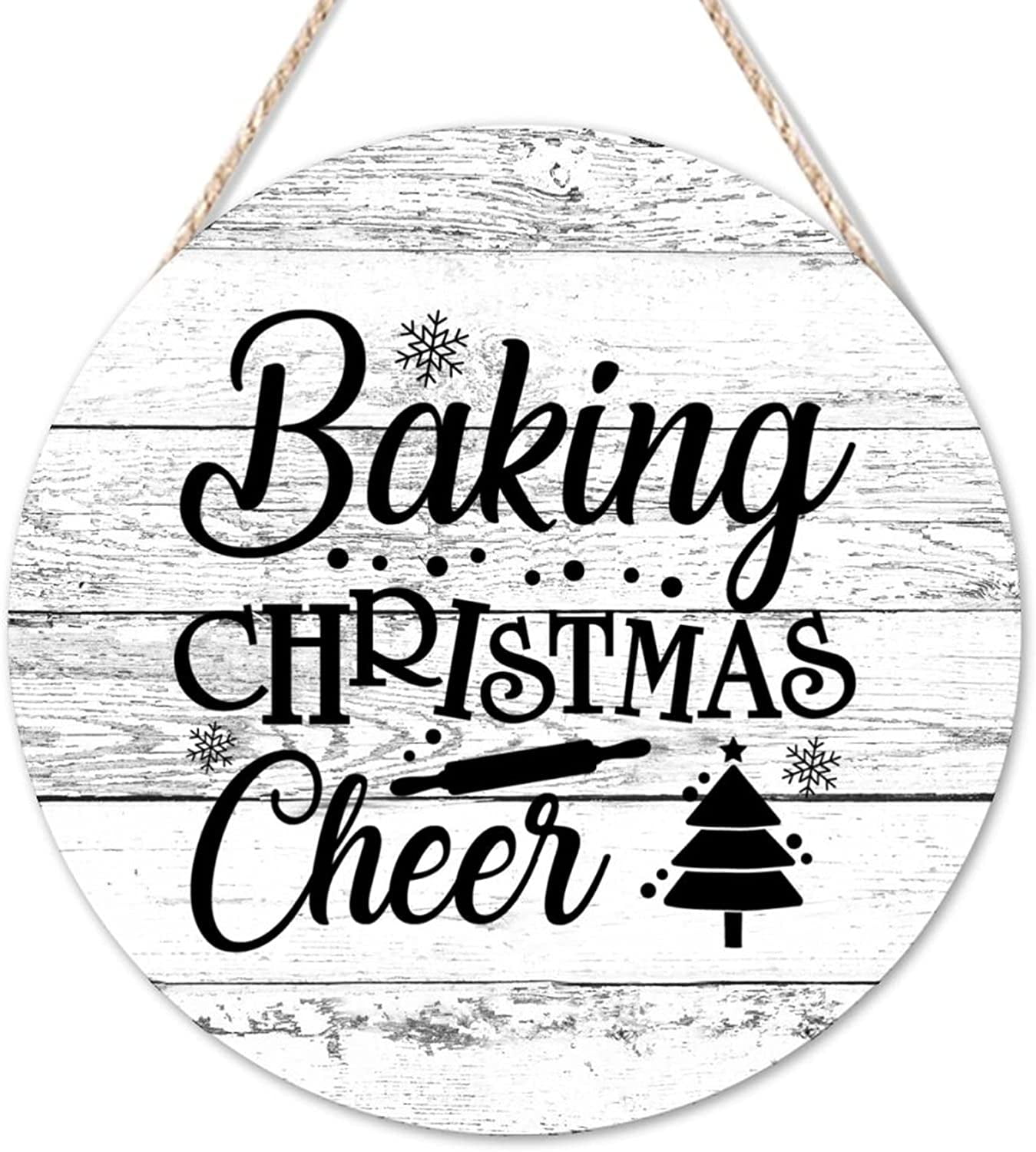 Welcome Sign Baking Christmas Cheer Round Wood Signs Wood Plaque Sign ...