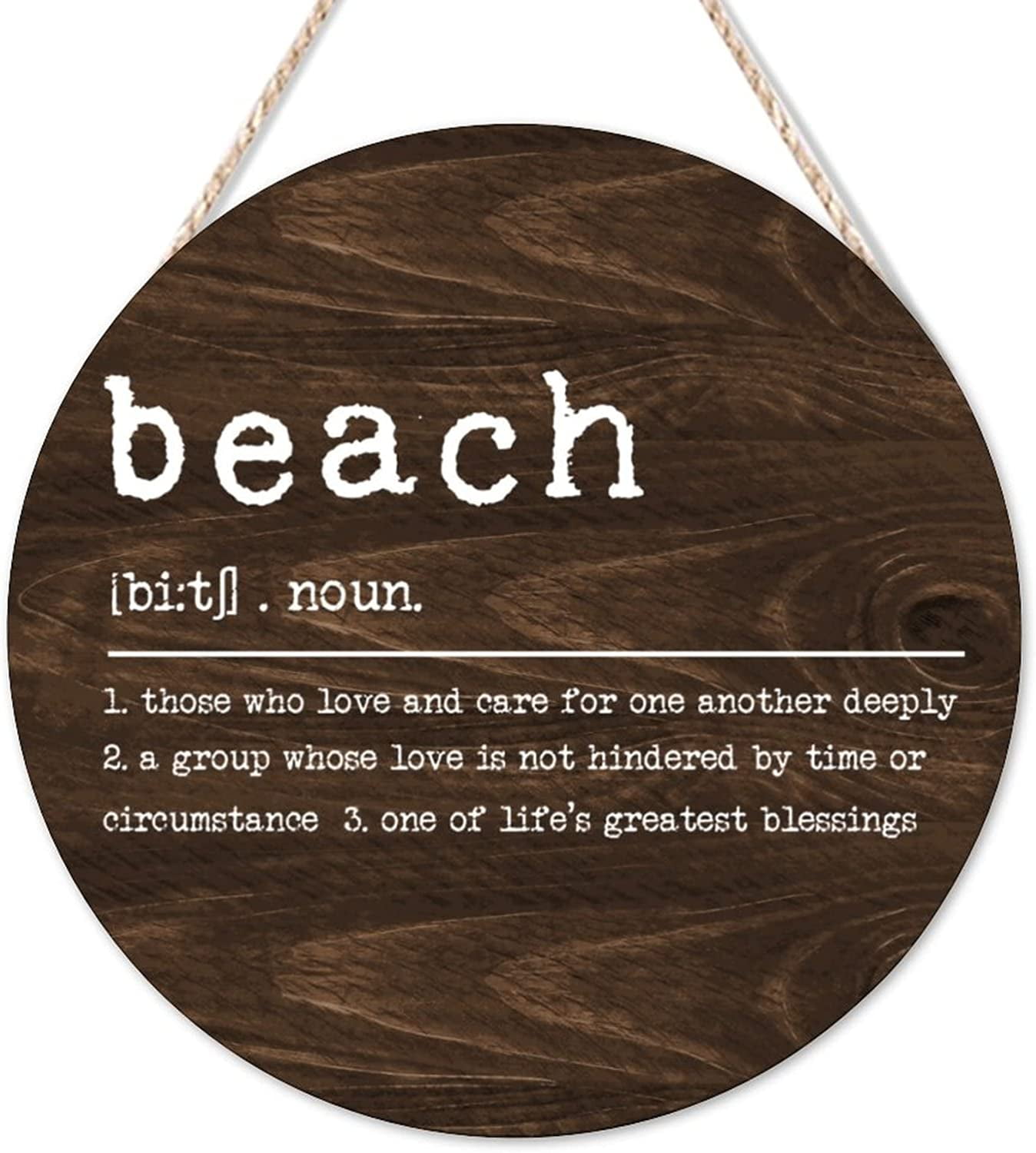 Welcome Sign Beach Definition Round Wooden Sign Word Description Wooden ...