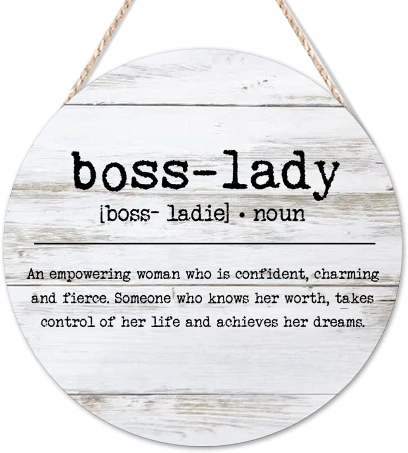 Welcome Sign Boss-Lady Definition Round Wooden Signs Farmhouse Word ...