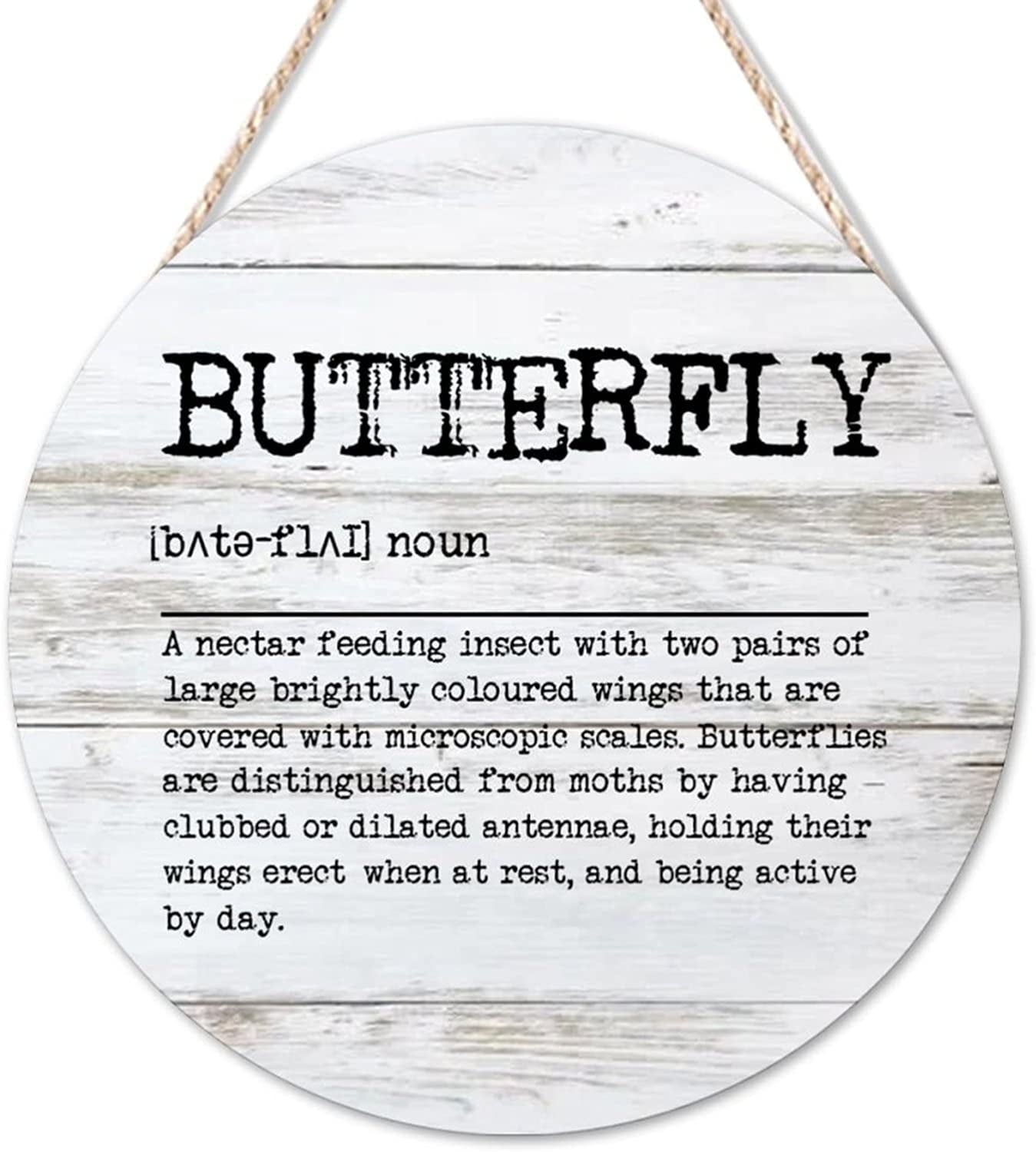 Welcome Sign Butterfly Definition Round Wood Sign Retro Word ...