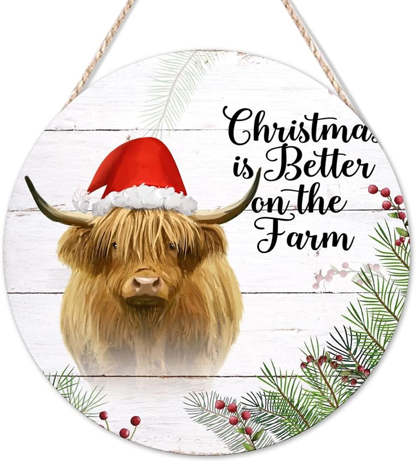 Welcome Sign Christmas is Better on The Farm Round Wooden Signs ...
