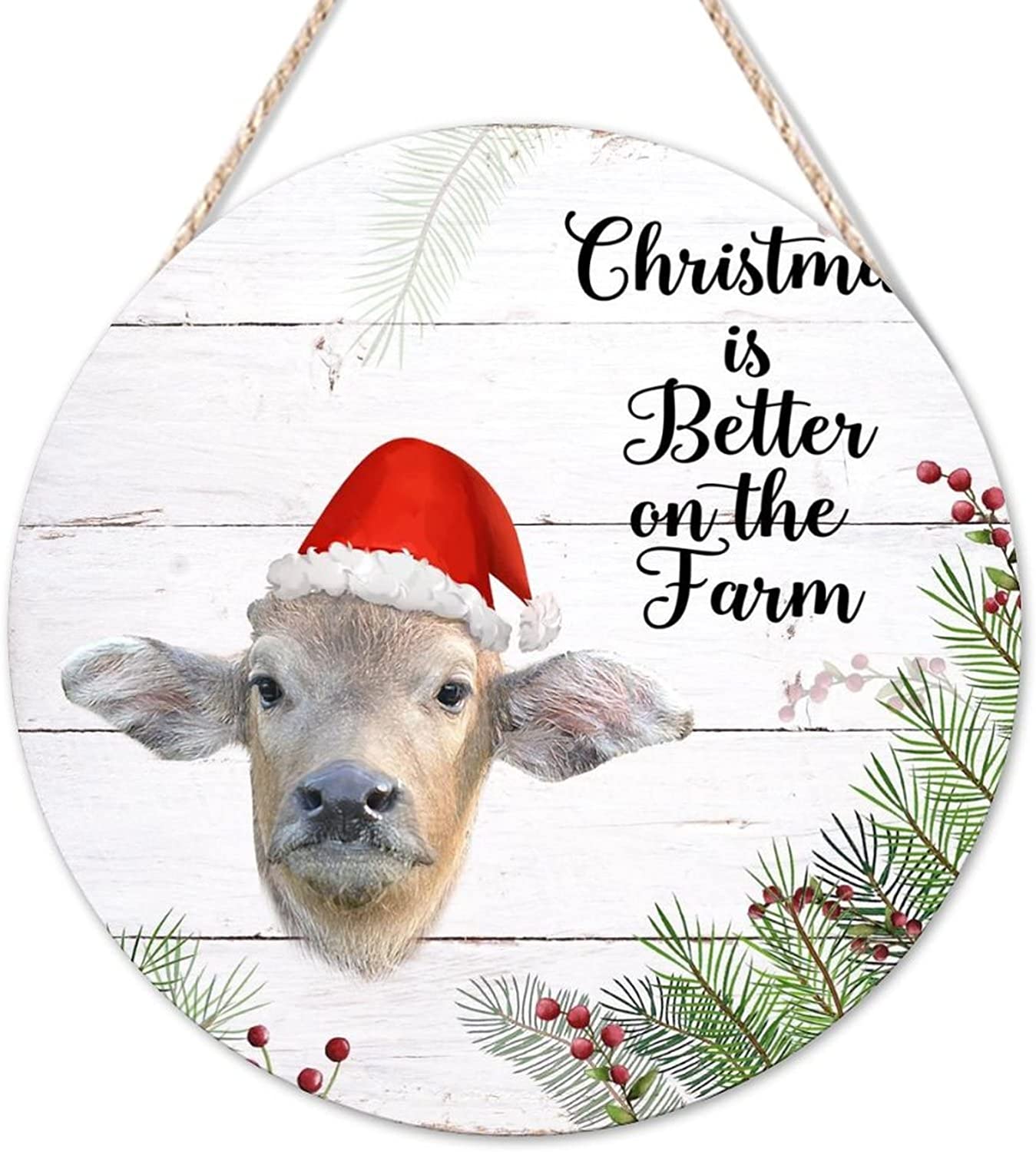 Welcome Sign Christmas Is Better on The Farm Round Wooden Sign ...