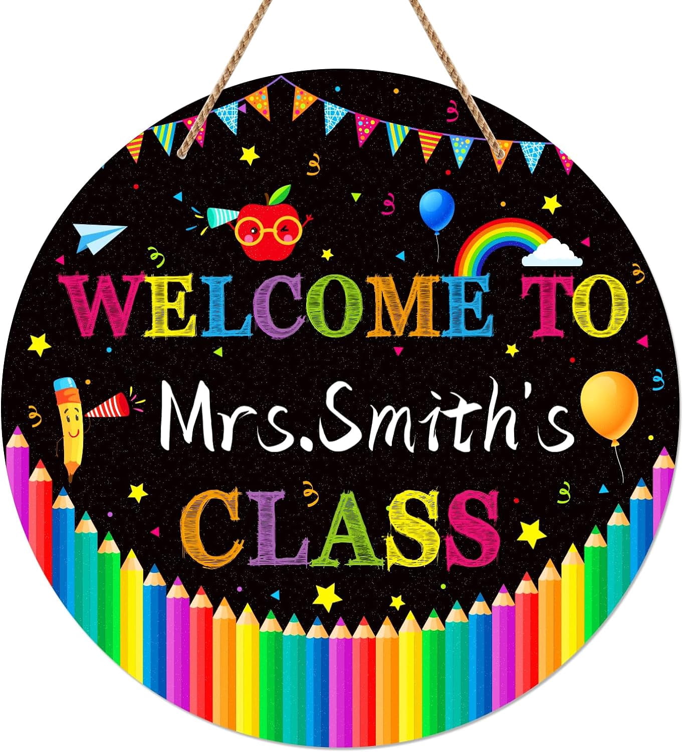 Welcome Sign for Classroom Door Decorations 11.5" Personalized Teacher ...