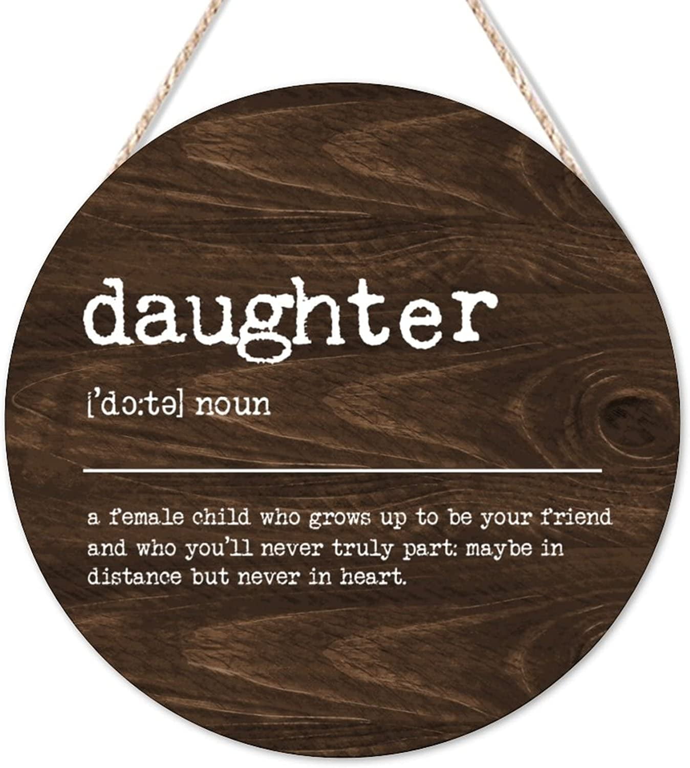 Welcome Sign Daughter Definition Round Wood Sign Retro Word Description ...