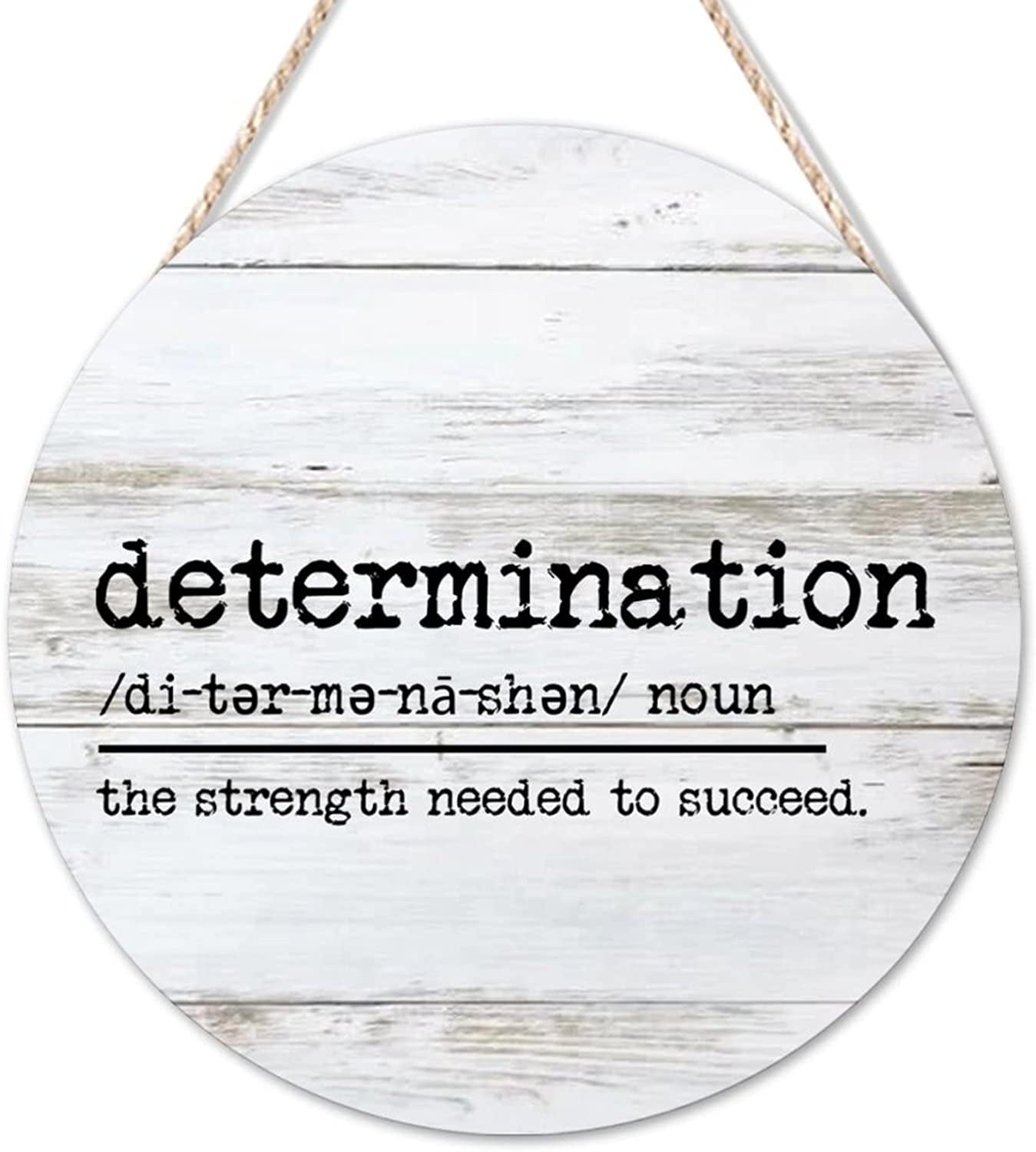 Welcome Sign Determination Definition Round Wood Signs Word Description ...