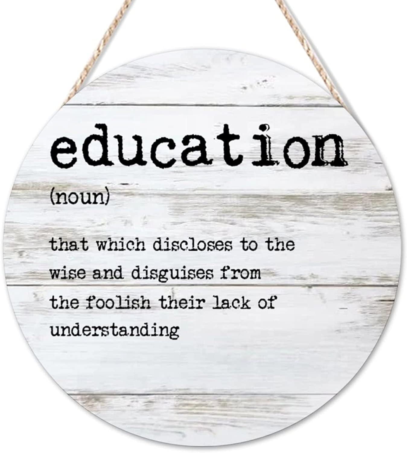 Welcome Sign Education Definition Round Wooden Sign Farmhouse Word ...