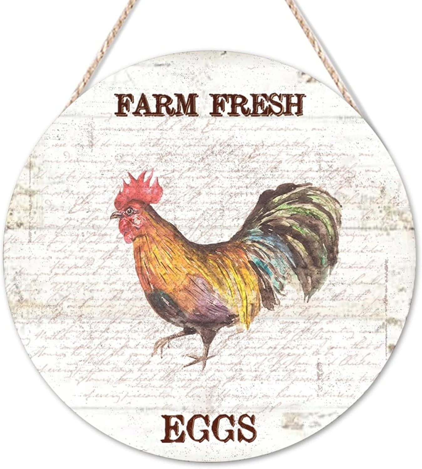 Welcome Sign Farm Fresh Eggs Round Wood Signs Farm Chicken Wood Hanging ...