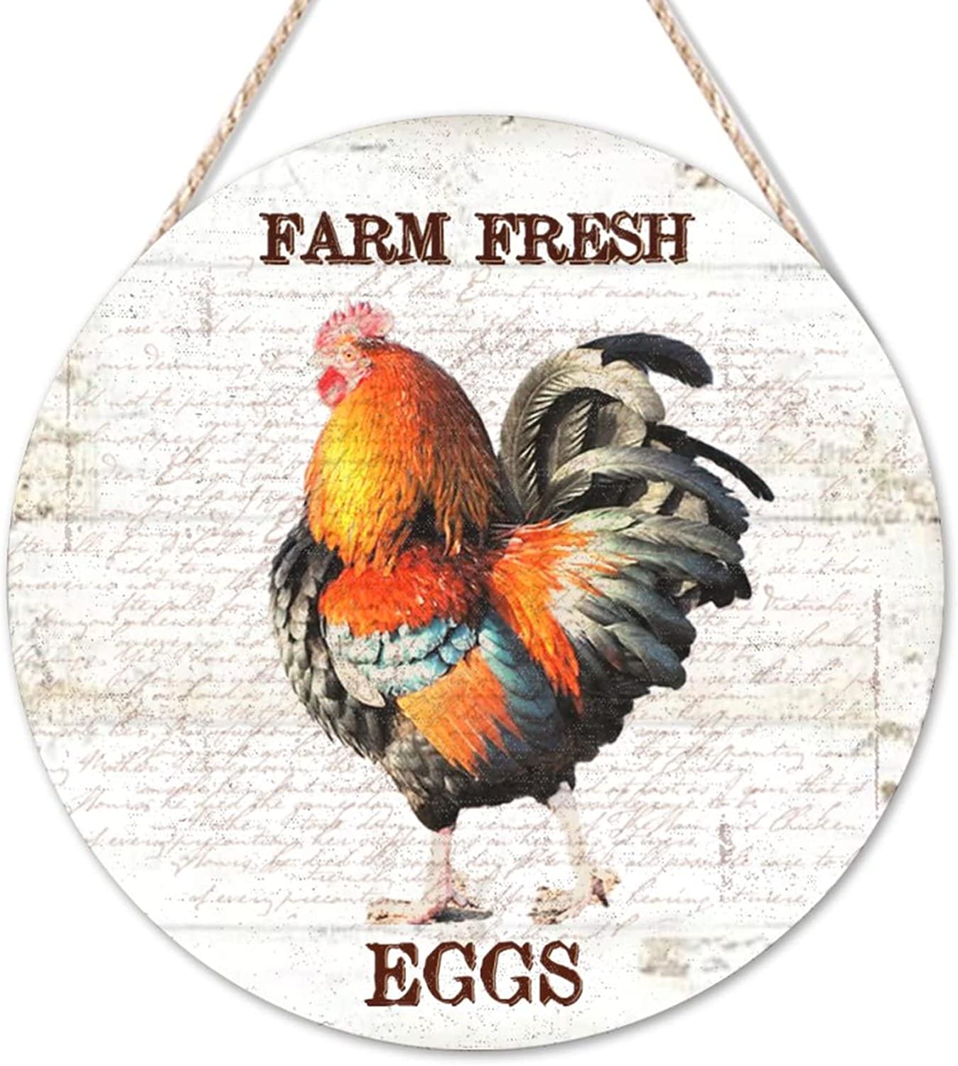 Welcome Sign Farm Fresh Eggs Round Wood Signs Farm Rooster Welcome Sign ...